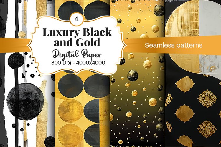 Luxury Black and Gold Pattern Digital Papers