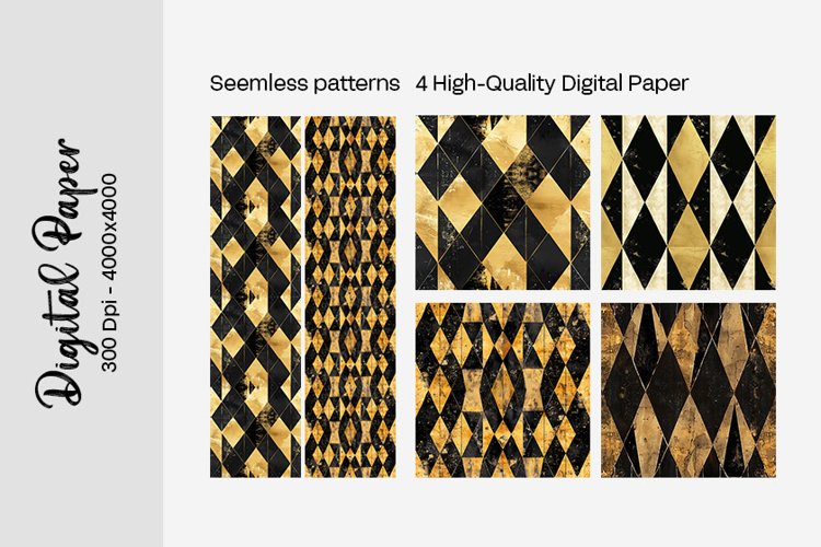 Luxury Black and Gold Pattern Digital Papers
