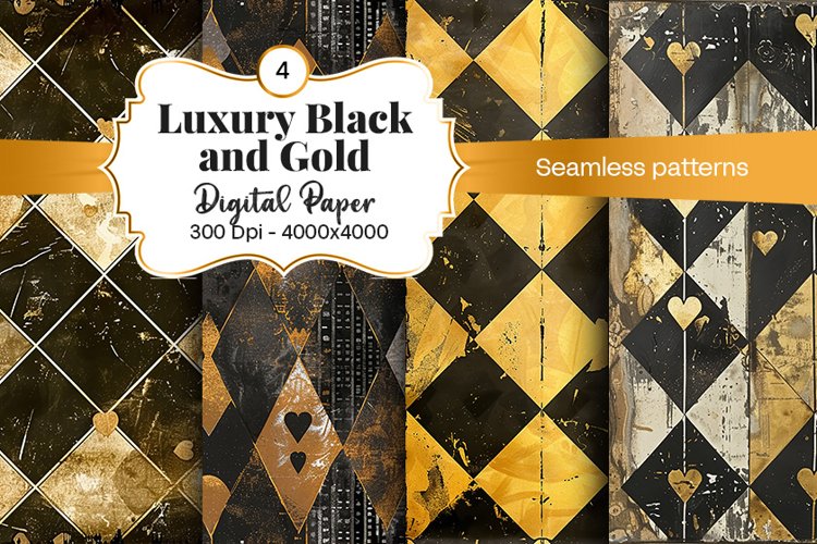 Luxury Black and Gold Pattern Digital Papers