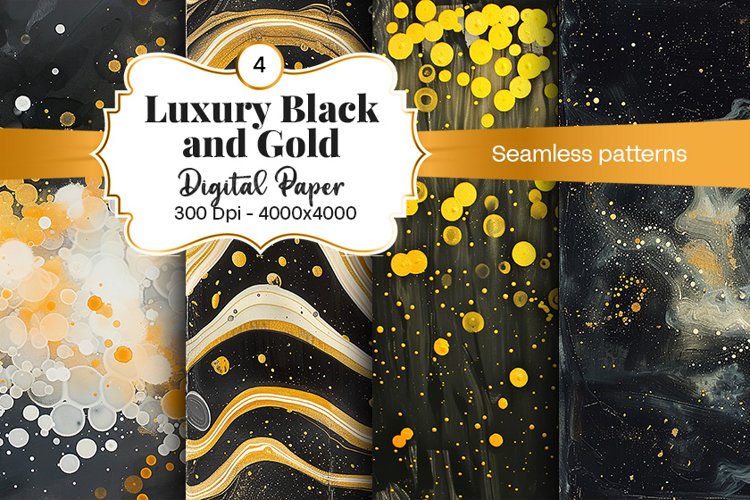 Luxury Black and Gold Pattern Digital Papers
