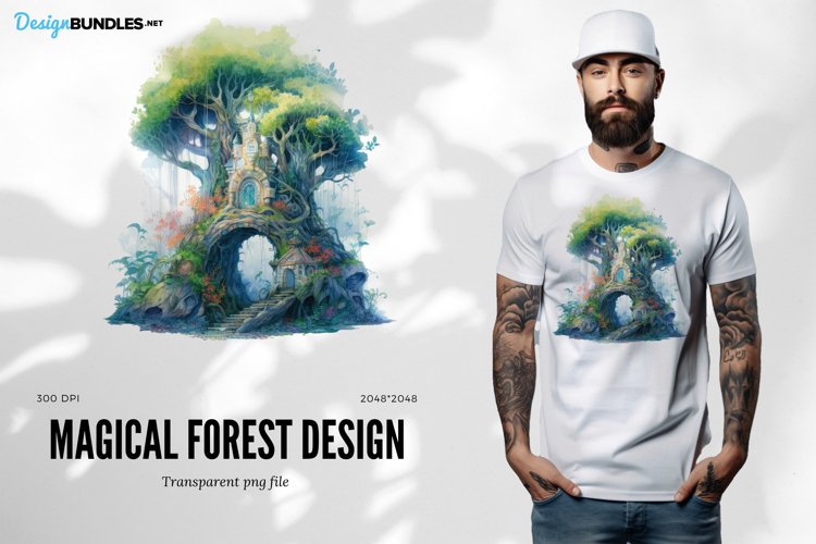 Magical forest design, watercolor art, Transparent Png