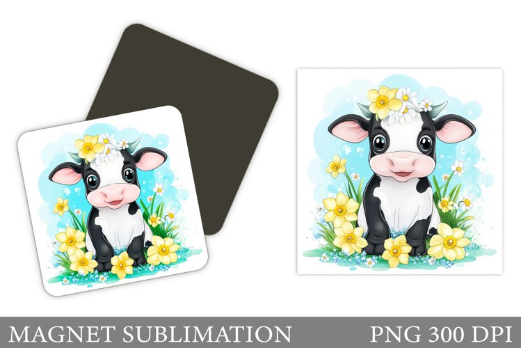 Spring Cow Magnet Design. Cute Cow Magnet (5221312)