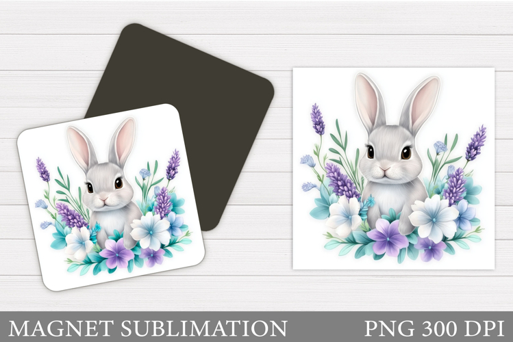 Cute Bunny Magnet Design. Bunny Flowers Magnet (5398448)