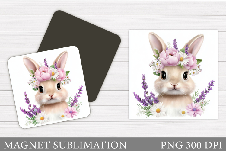 Cute Bunny Magnet Design. Bunny Flowers Magnet (5398408)