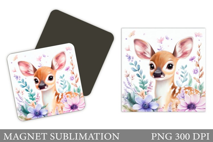 Cute Deer Magnet Design. Deer Flowers Magnet (5221334)