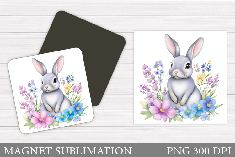 Cute Bunny Magnet Design. Bunny Flowers Magnet (5399253)