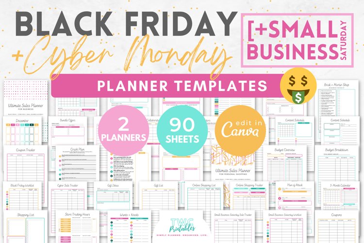 Black Friday planner canva templates