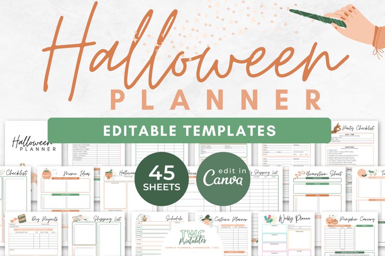 halloween planner canva templates