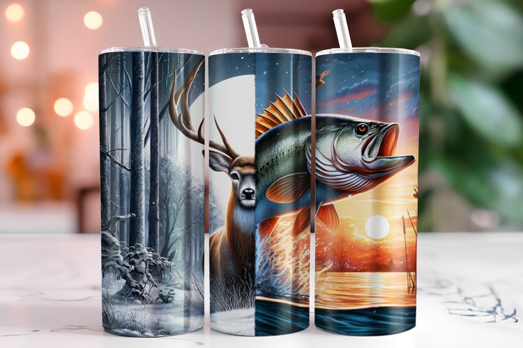 Fish Deer 20oz Tumbler Wrap Sublimation