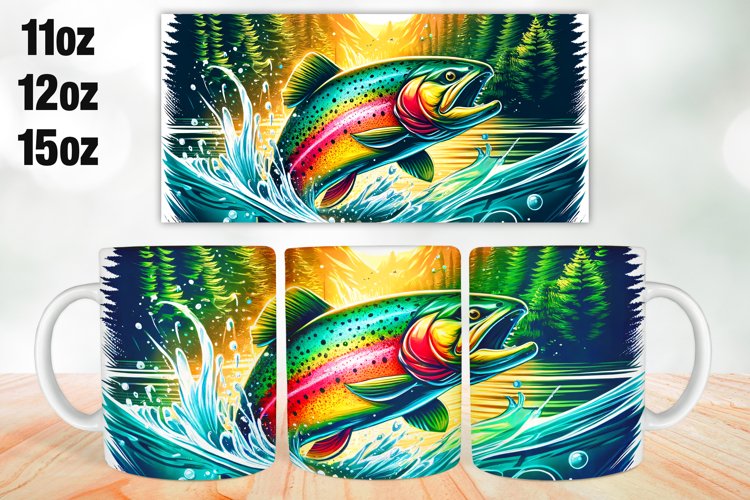 Fish Mug Wrap Sublimation 11oz, 12oz, 15oz (3955720)