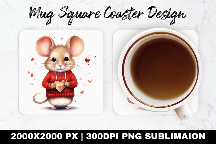 Cute Mouse Valentine Mug coaster |Coaster (3141466)