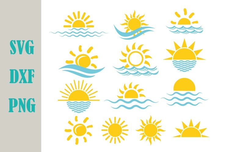 Sun Sunset Sunrise Horizon Waves Summer svg png dxf bundle