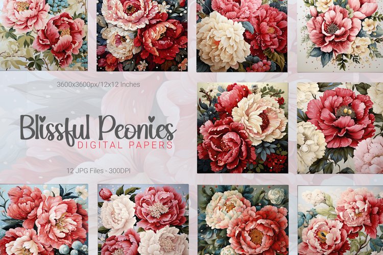 Romantic Peony Digital Paper