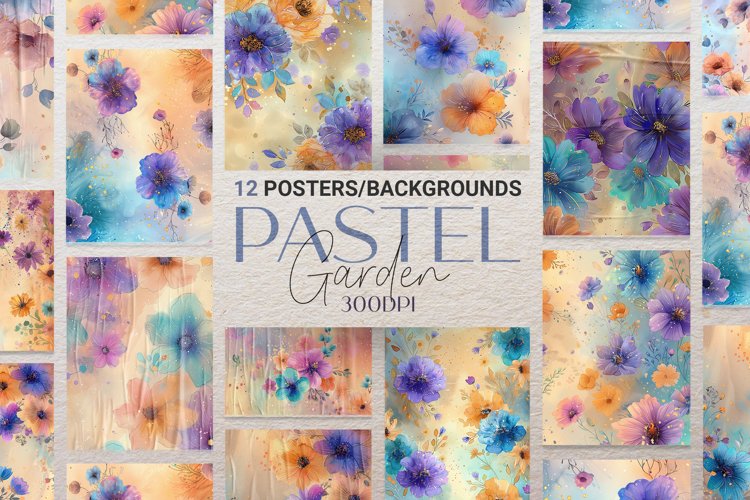 Pastel Floral Garden Digital Papers/Posters