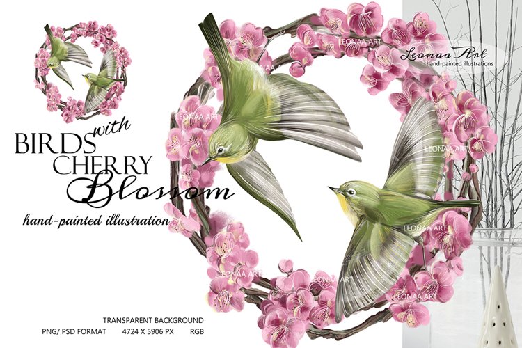 Birds with Cherry Blossom