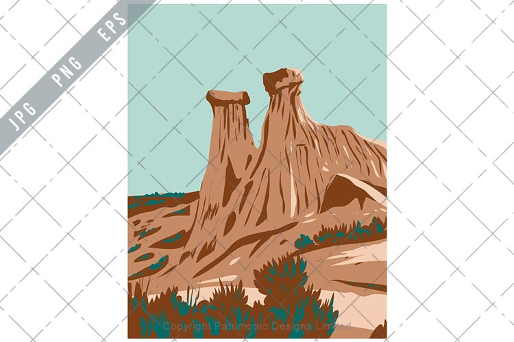 Makoshika State Park with Rock Formations Dawson County WPA