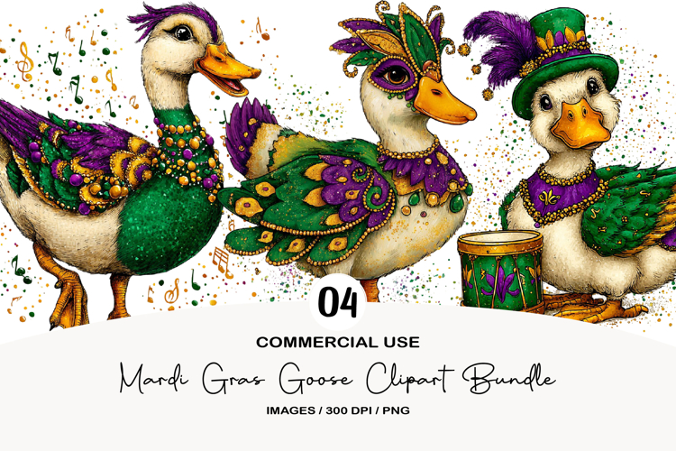Mardi Gras Goose Clipart Sublimation