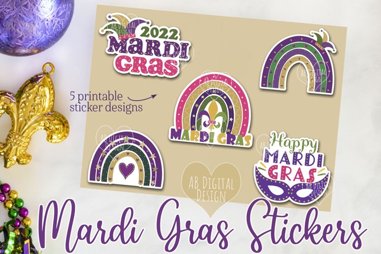 Mardi Gras Printable Stickers for Print and Cut