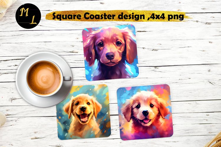 Puppy Coaster design,Dog Square Coaster sublimation