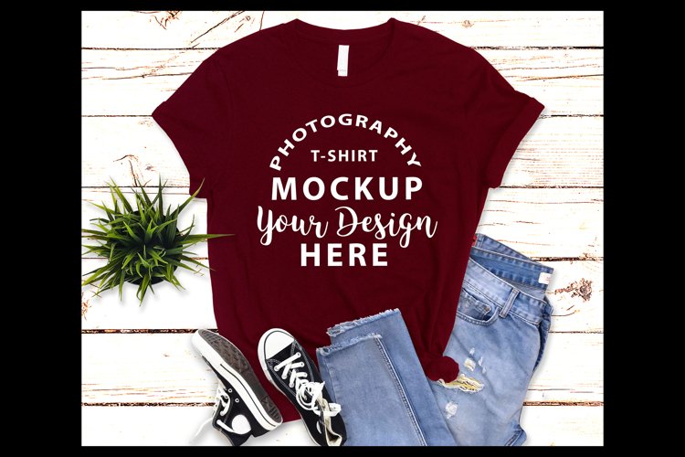Bella Canvas 3001 t-shirt mock-up MAROON (2437681)