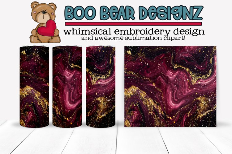 Maroon and Gold Marble Sublimation Tumbler