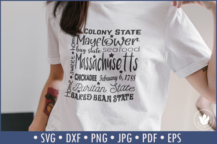 State of Massachusetts Cut File| Square Typography