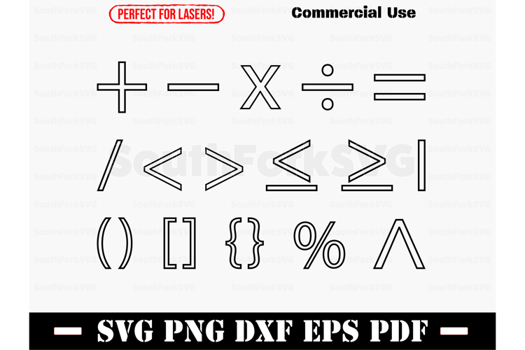 Math Symbol Outlines Bundle SVG PNG DXF EPS PDF