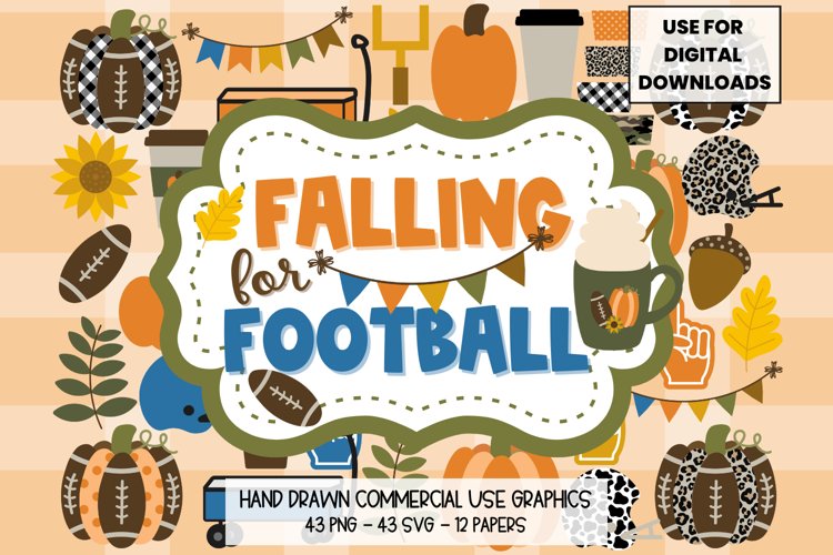Fall SVG Bundle, Fall Clipart, Football PNG Bundle