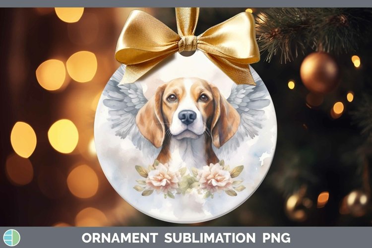 Memorial Watercolor Beagle Ornament Sublimation Bauble Desig