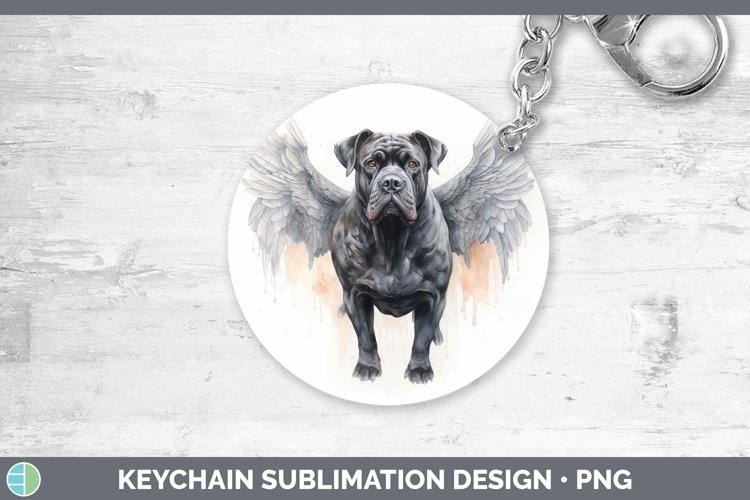 Memorial Watercolor Cane Corso Keychain Sublimation Keyring