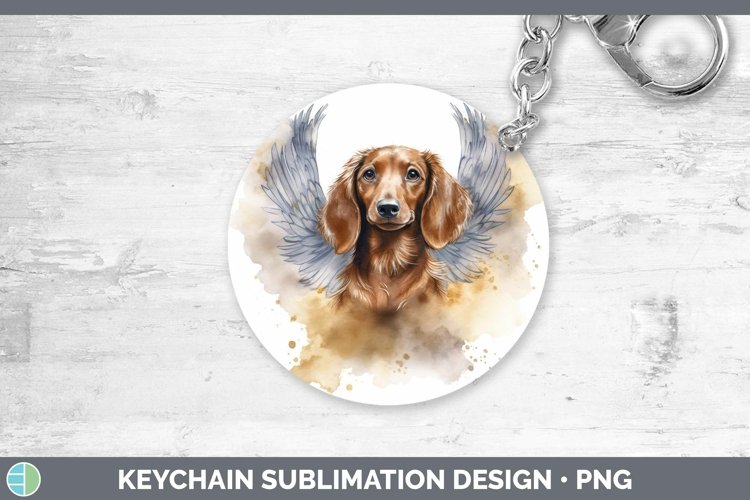 Memorial Watercolor Dachshund Keychain Sublimation Keyring D