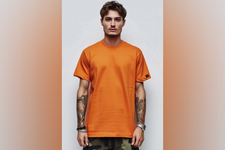 orange T Shirt Logo Branding Mockup (3957332)