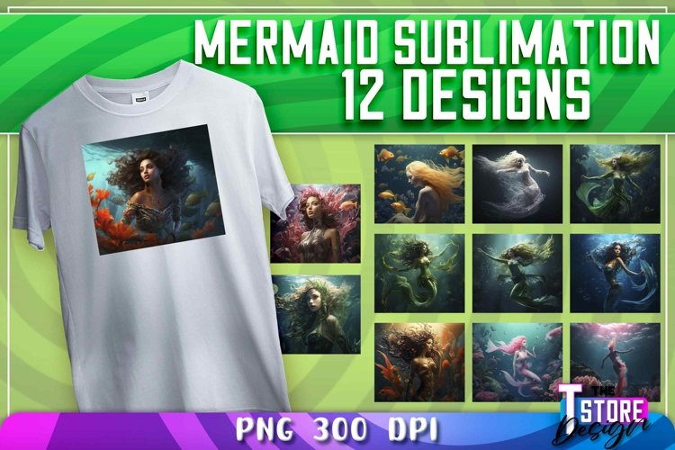 Mermaid Sublimation Bundle|Mermaid Sublimation Design|PNG