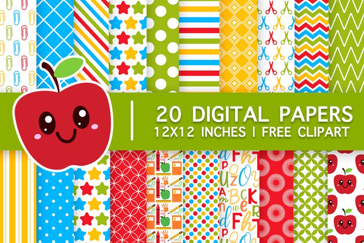 Back to School Digital Papers Set | Scrapbooking Pack