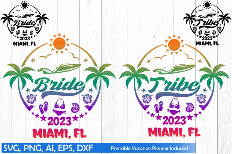 Miami Florida Bride & Tribe 2023 Svg, Florida Bach Shirt Png