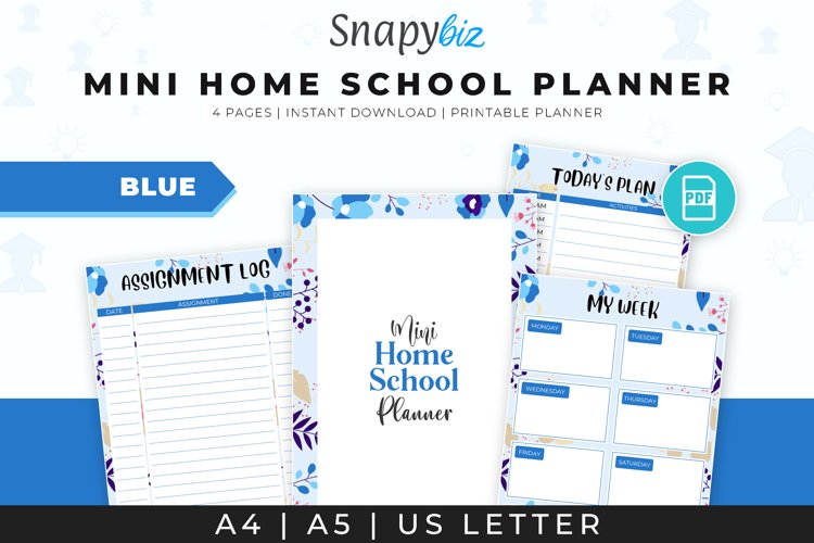 Mini Home School Planner - Blue