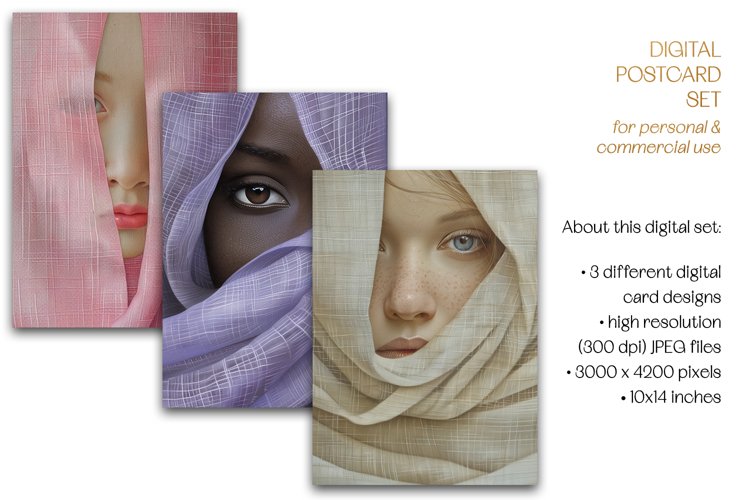 Faces In Linen Postcard & Art Prints - 3 JPEGs