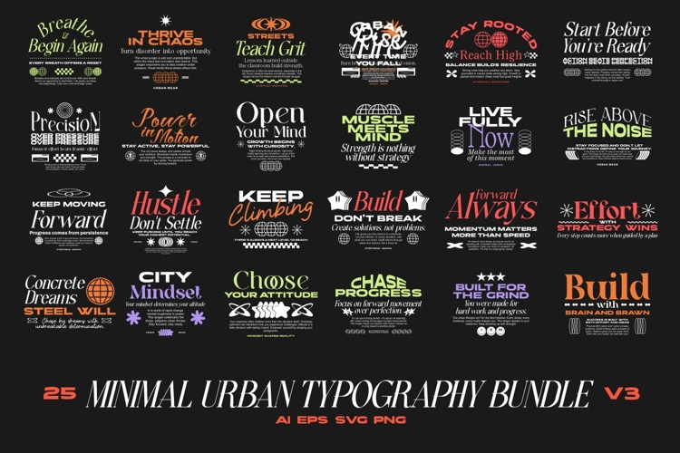 Minimal Urban Typography T-shirt Design Bundle Vol. 3