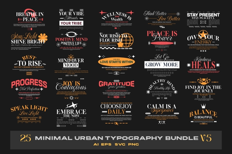 Minimal Urban Typography T-shirt Design Bundle Vol. 5