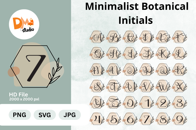Minimalist Botanical Initials Monogram