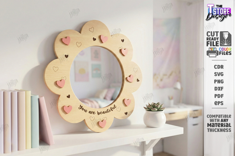 Affirmation Mirror Frame Laser Cut | Kind Quotes (6538744)