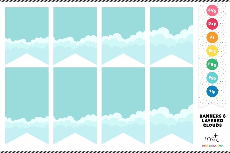Cloud Banners SVG DFX Layered Cutting Files
