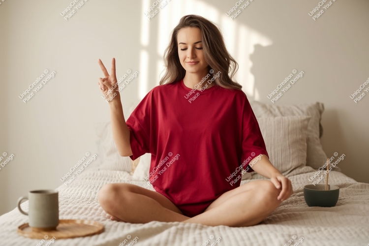 Woman peace sign relaxed pose image (5964686)