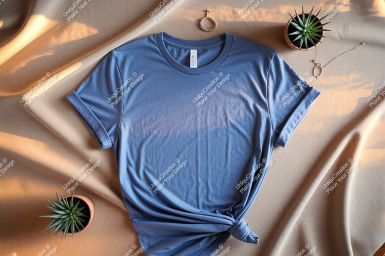 Blue t shirt draped fabric image