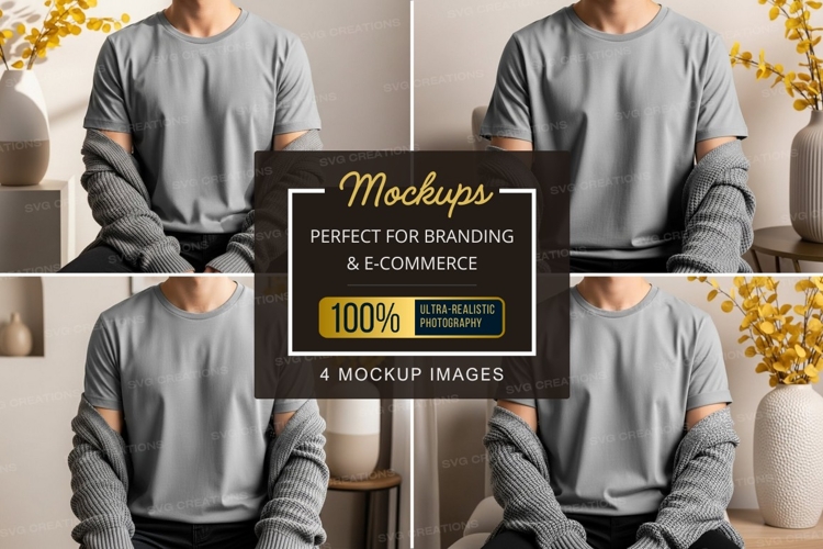 Casual grey t-shirt mockup (6448528)