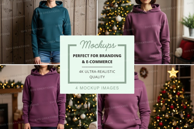 Hoodie mockup with christmas tree background (6530843)