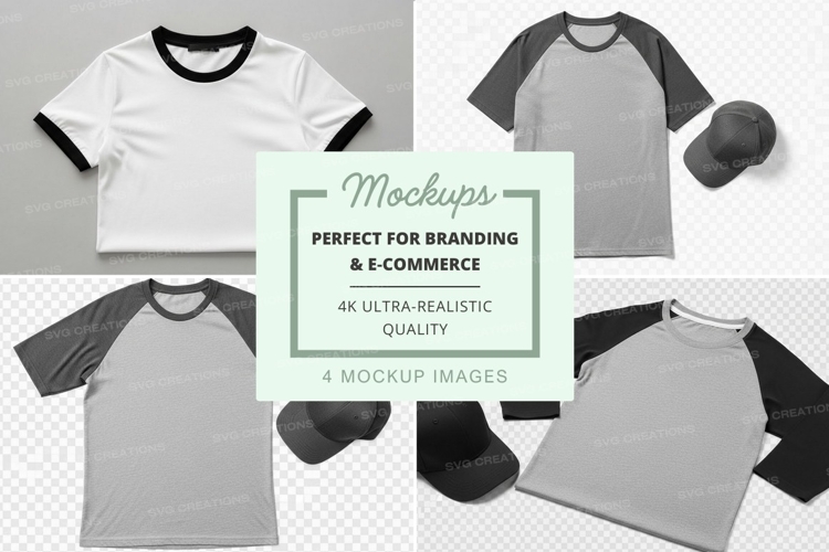 Mockup collection of baseball t-shirts and caps