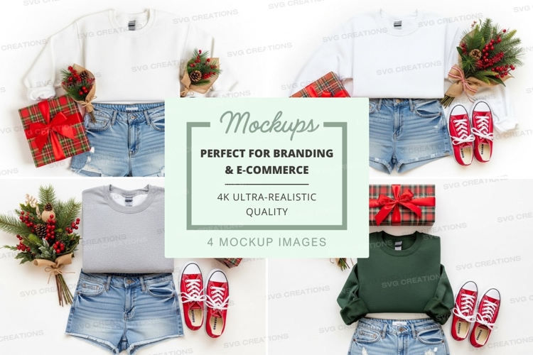 Holiday themed clothing and accessories mockup