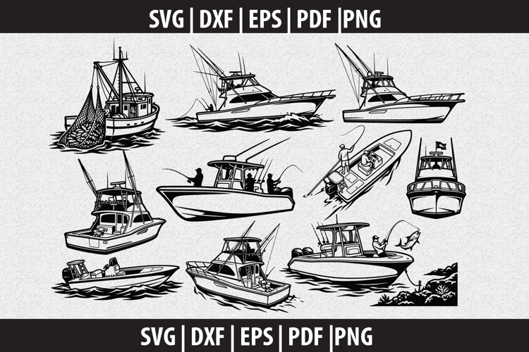 Fishing boat SVG Silhouette design