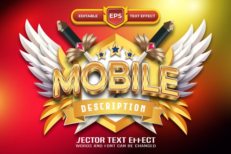 Mobile 3d game emblem with editable text effect